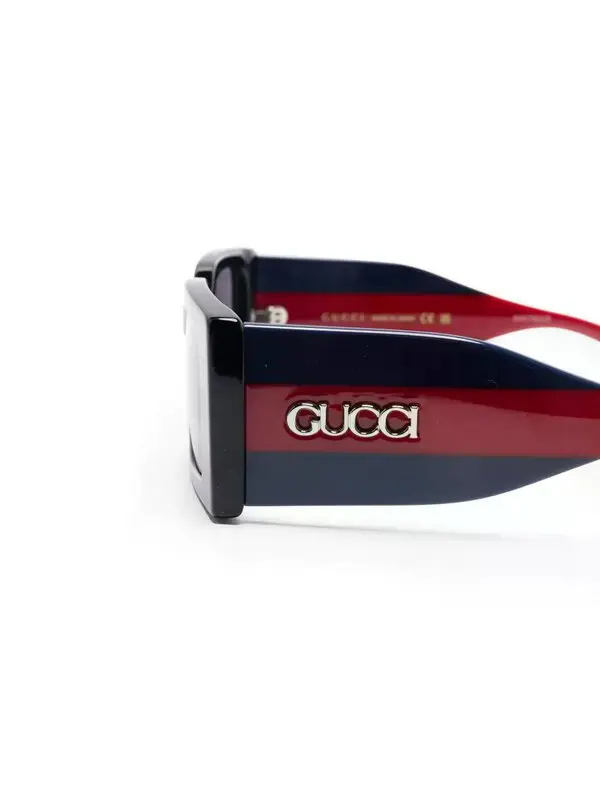 Gucci Rectangular Frame Sunglasses With Gold-tone Logo