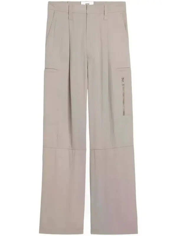 AMI Paris Pleated Straight-leg Trousers