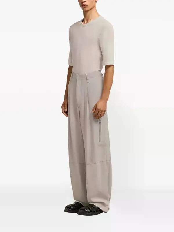 AMI Paris Pleated Straight-leg Trousers