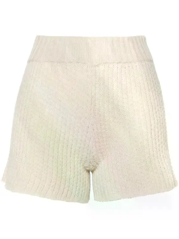 Alanui Finest Ribbed-knit Shorts - Neutrals