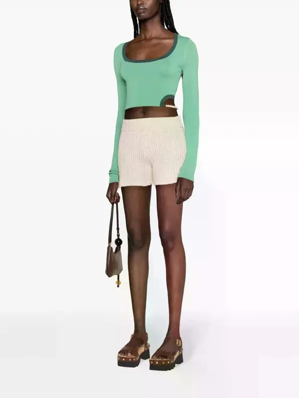 Alanui Finest Ribbed-knit Shorts - Neutrals