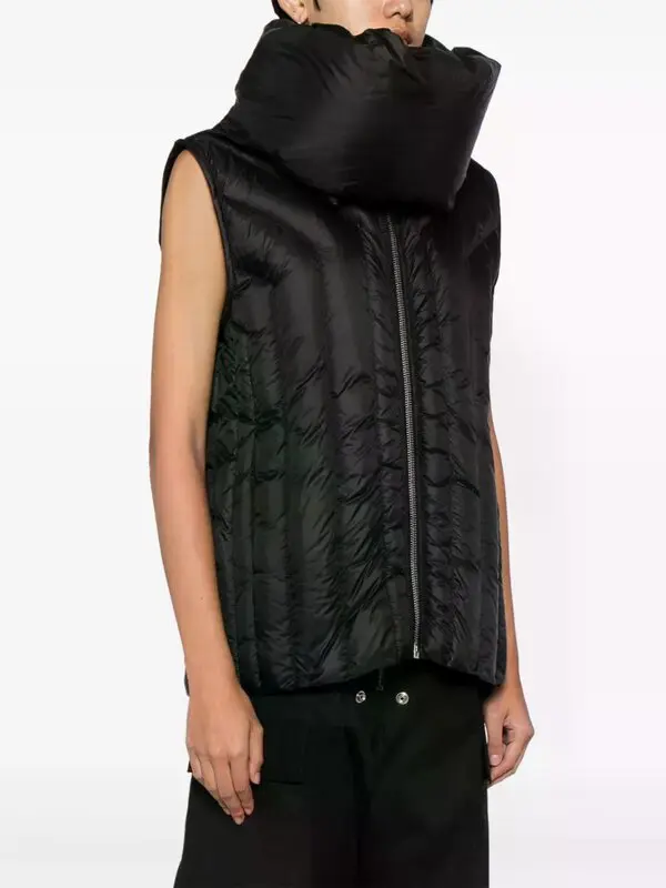 Rick Owens Quilted Down Gilet With Funnel Neck