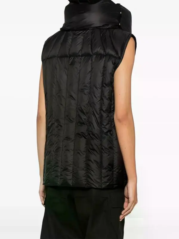 Rick Owens Quilted Down Gilet With Funnel Neck