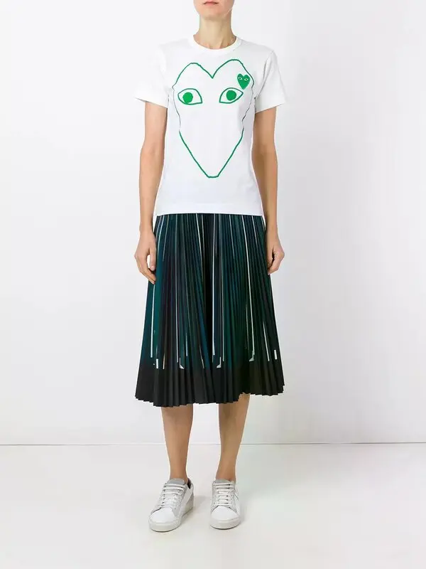 Play Comme Des Garcon Green Heart Outline T-shirt
