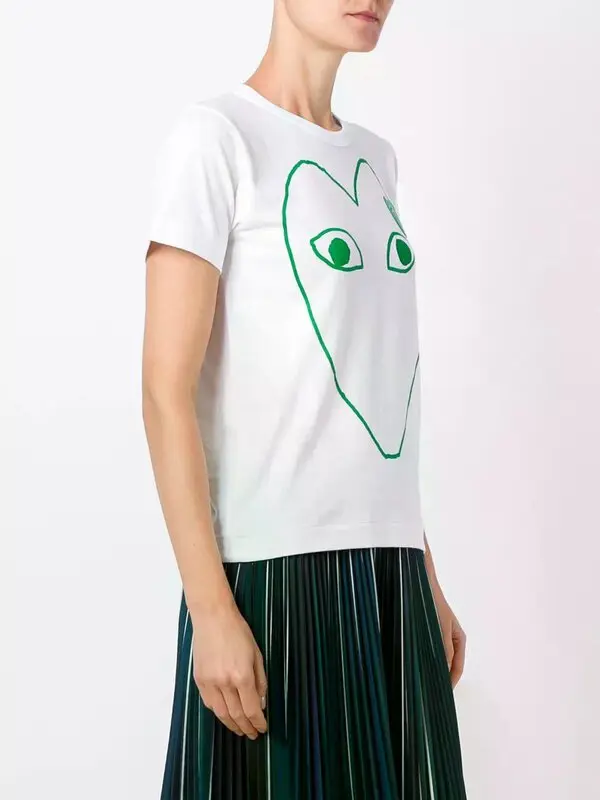 Play Comme Des Garcon Green Heart Outline T-shirt