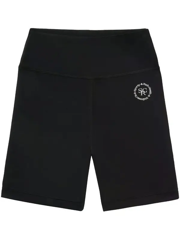 SPORTY & RICH Embroidered Logo Shorts - Black