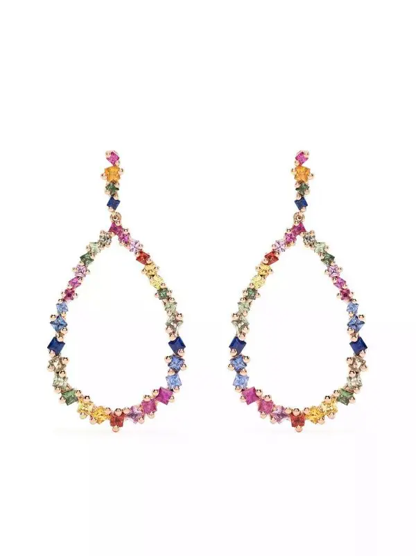 SUZANNE KALAN 18kt Rose Princess Rainbow Sapphire Pear Drop Earrings - Gold