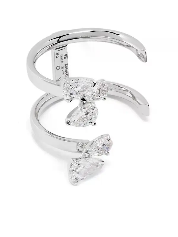 REPOSSI 18kt White Gold Pear Cut Diamond Ring - Silver