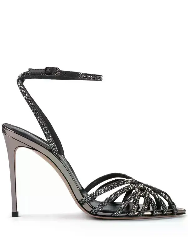LE SILLA Divina 105mm Crystal-embellished Sandals - Black