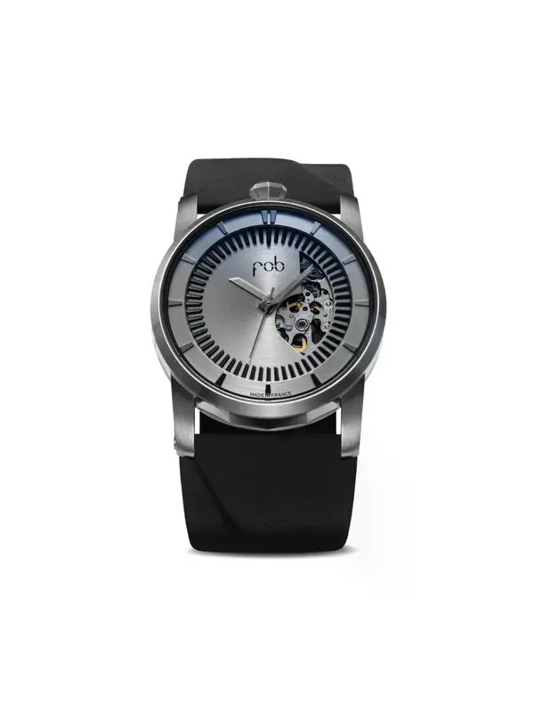 FOB PARIS Automatic Movement Watch With Leather Strap - Silver