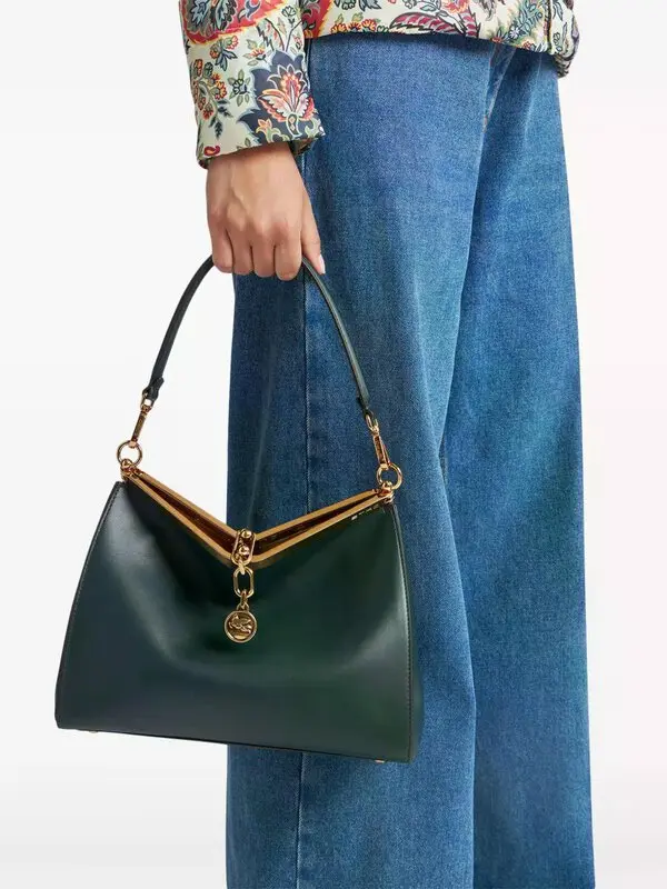 Etro Medium Vela Leather Shoulder Bag - Green