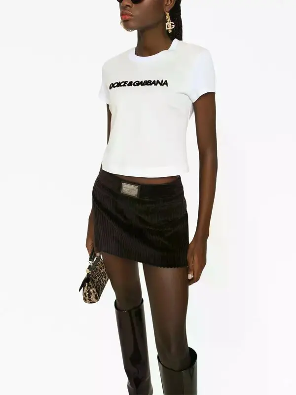 Dolce & Gabbana Ribbed Velvet Mini Skirt