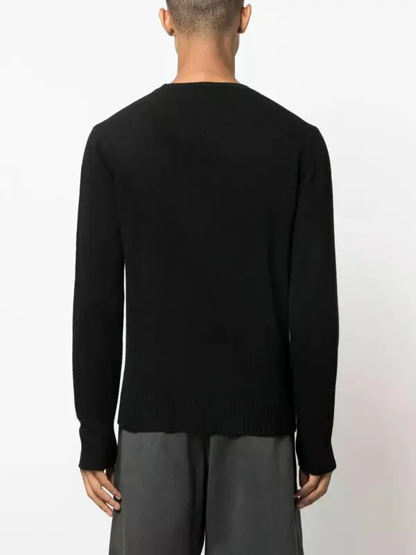 ROBERTO COLLINA Crew Neck Merino-cashmere Jumper - Black