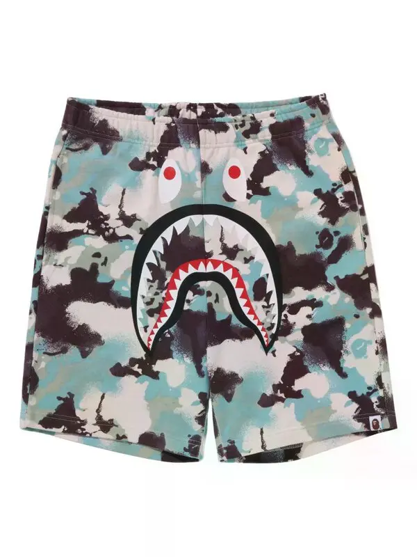 A BATHING APE Camouflage Shark Graphic Shorts