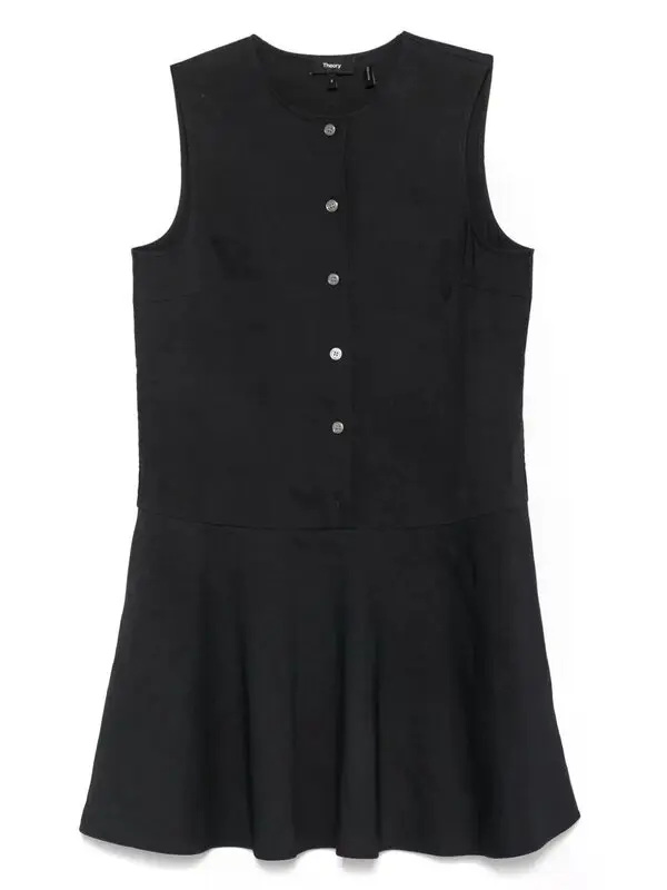 Theory Sleeveless Crewneck Mini Dress With Flared Skirt