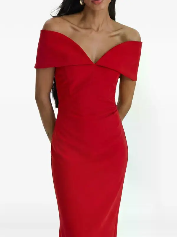 MOOS STUDIO V-neck Maxi Dress - Red