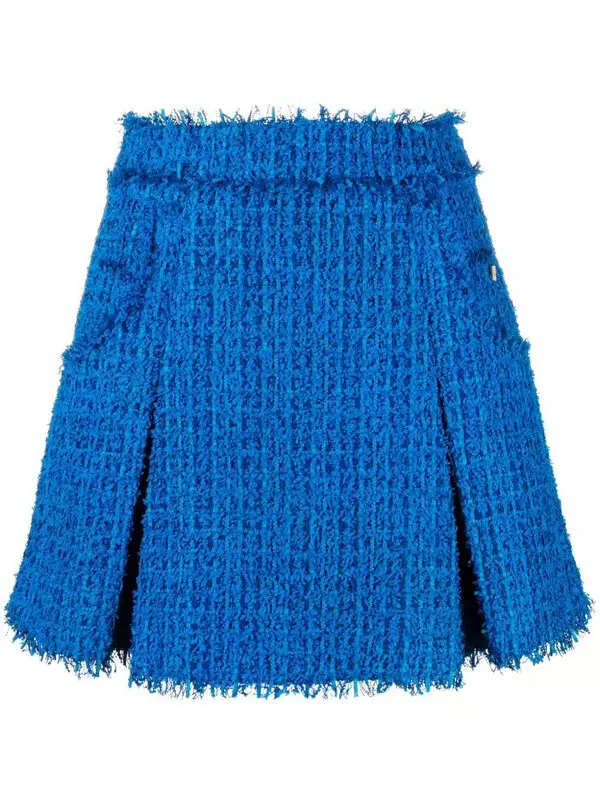 Balmain Pleated Tweed Miniskirt