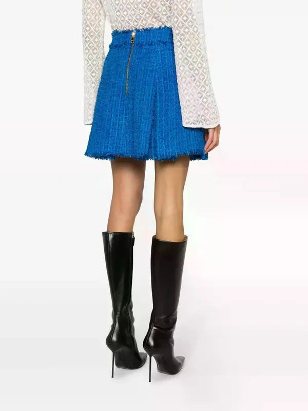 Balmain Pleated Tweed Miniskirt