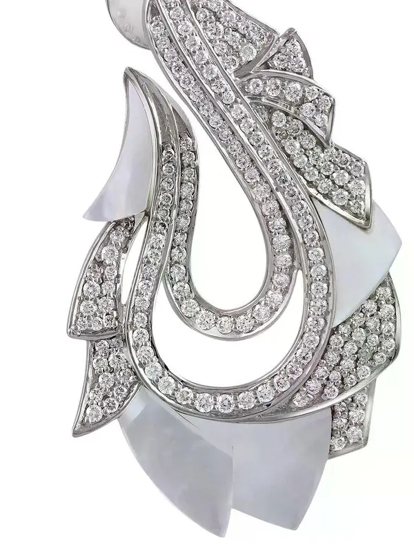 ANANYA 18kt White Gold Diamond And Mother-of-pearl Mogra Paisley Earrings