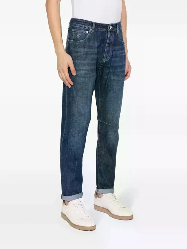 Brunello Cucinelli Solomei Embroidered Tapered Jeans