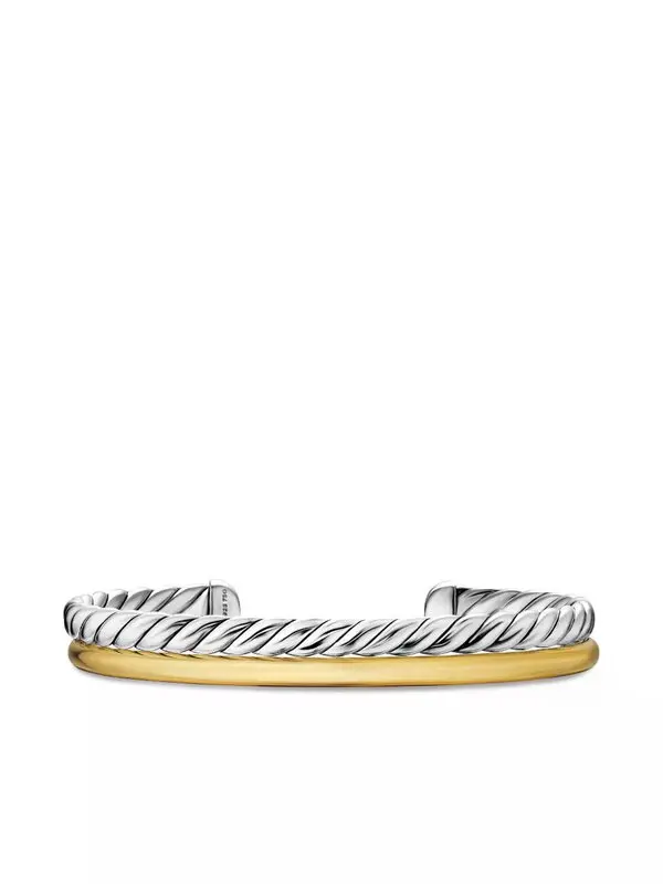 David Yurman 18k Yellow Gold And Sterling Two Row Mercer® Bangle - Silver