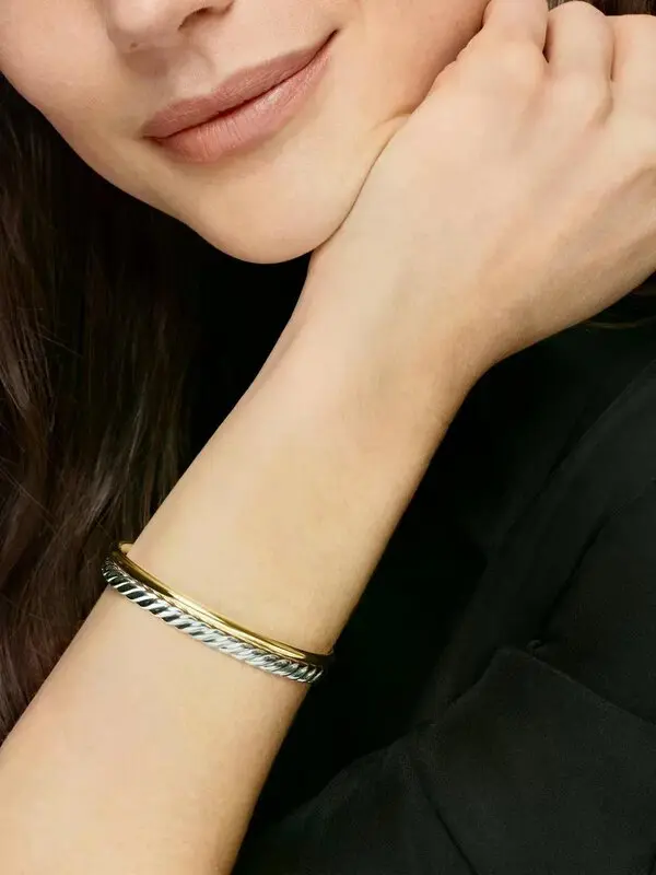 David Yurman 18k Yellow Gold And Sterling Two Row Mercer® Bangle