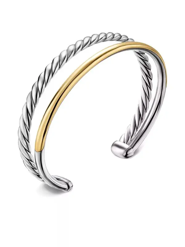 David Yurman 18k Yellow Gold And Sterling Two Row Mercer® Bangle
