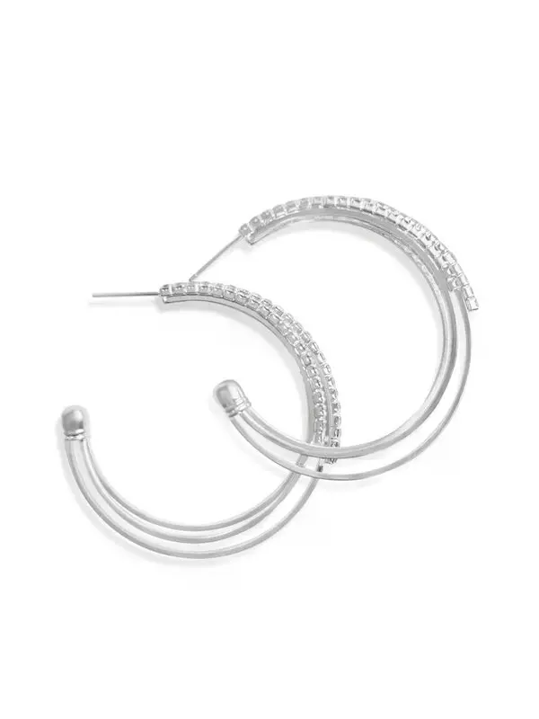 HZMER JEWELLERY Rhinestone-embellished Earrings - Silver