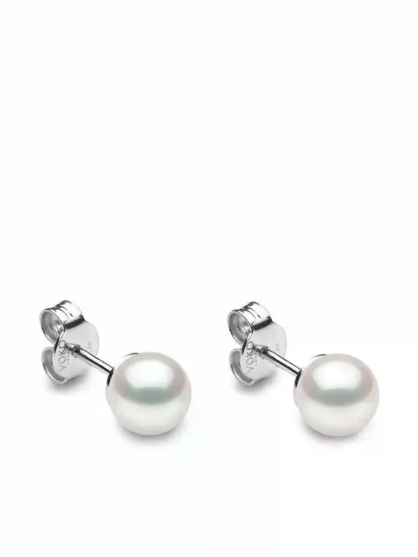 Yoko London 18kt White Gold Akoya Pearl Stud Earrings - Silver