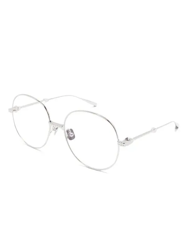 Valentino Garavani V-stud Iii Round Frame Eyeglasses - Silver