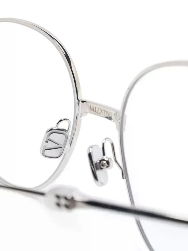 Valentino Garavani V-stud Iii Round Frame Eyeglasses - Silver