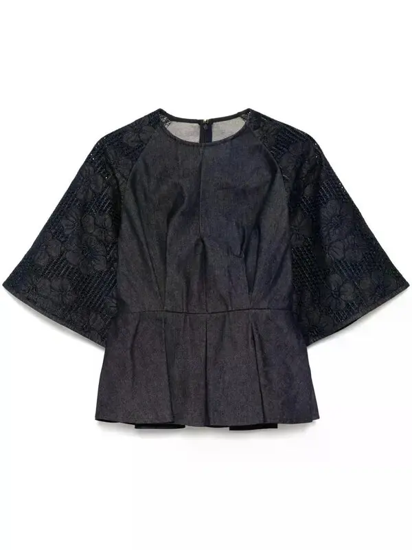 Elie Saab Embroidered Denim Top