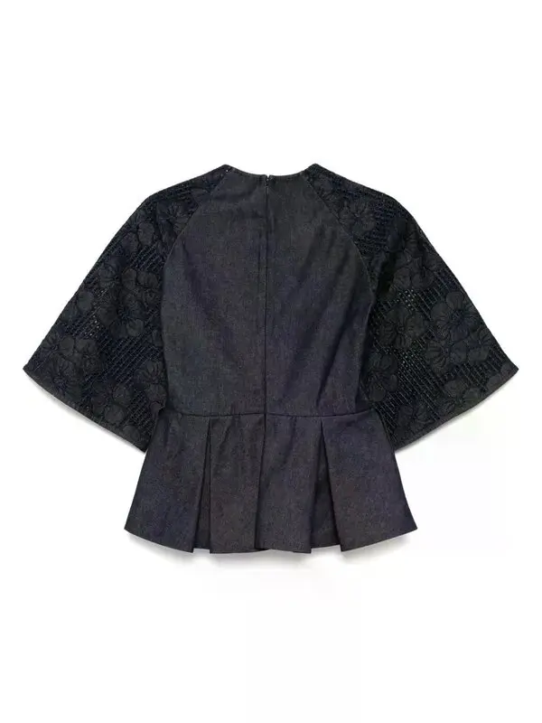 Elie Saab Embroidered Denim Top