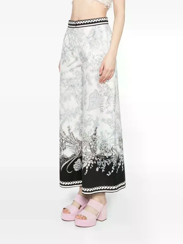 Elie Saab Printed Cotton Wide-leg Trousers
