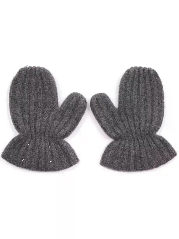 MAISON MARGIELA Ribbed Knit Gloves - Grey