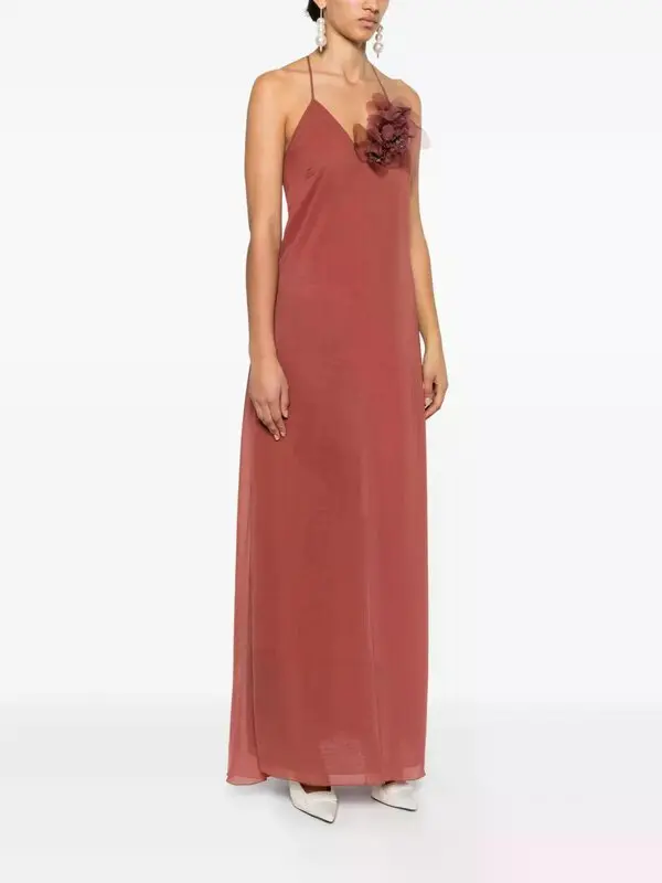 Blumarine Floral-appliqué Georgette Maxi Dress