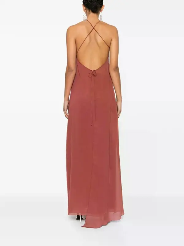 Blumarine Floral-appliqué Georgette Maxi Dress
