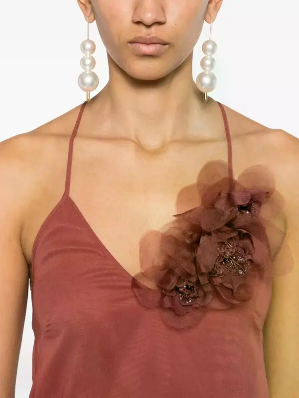 Blumarine Floral-appliqué Georgette Maxi Dress