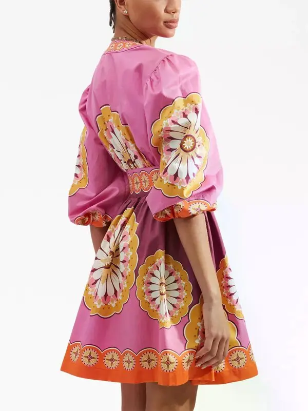 La DoubleJ Margherita V-neck Flared Dress - Pink