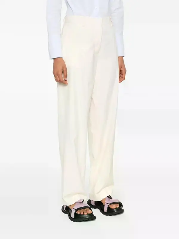 Miu Miu Cream Cotton Tailored Trousers