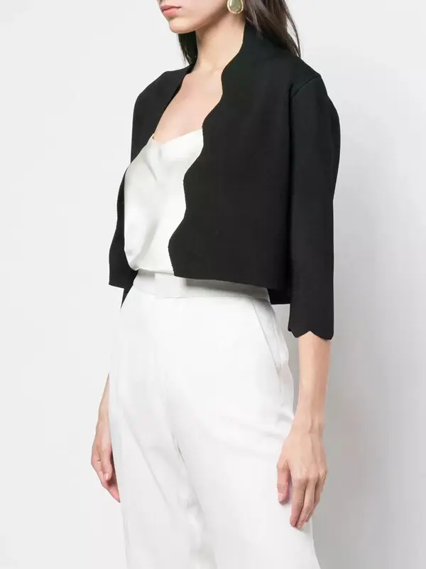 Lela Rose Wavy Trim Cropped Jacket