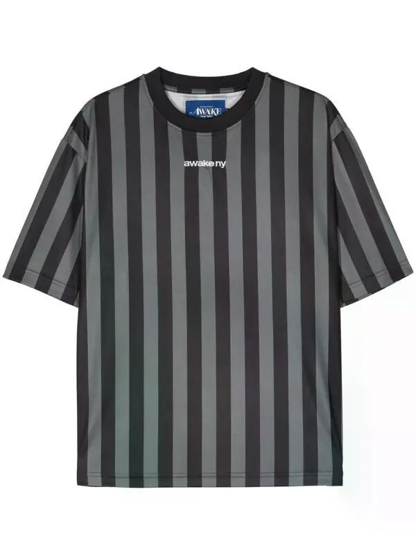 AWAKE NY Logo-embroidered Striped T-shirt - Black