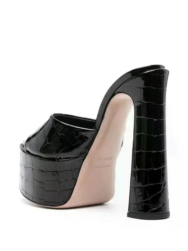 LE SILLA Nina Croc Effect Patent Leather High Heel Sandals