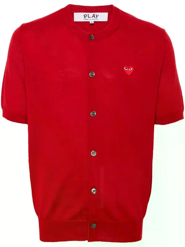 Play Comme Des Garcon Heart-patch Wool Cardigan - Red