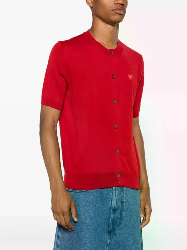 Play Comme Des Garcon Heart-patch Wool Cardigan - Red