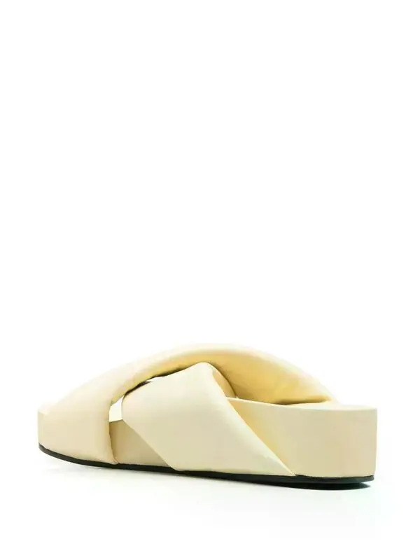 JIL SANDER Criss-cross Leather Slide Sandals - Yellow