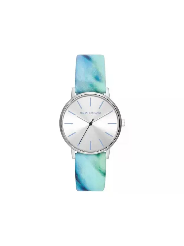 Armani Exchange Stainless Steel Leather Strap Quartz Watch - Silver