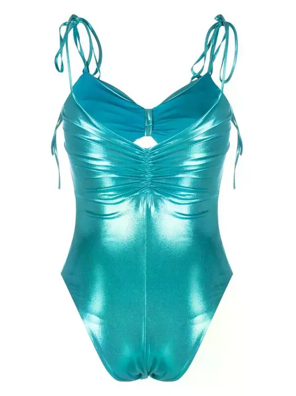 Amen Laminated-jersey Ruched Swimsuit