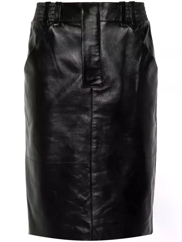 Saint Laurent Leather Pencil Skirt - Black