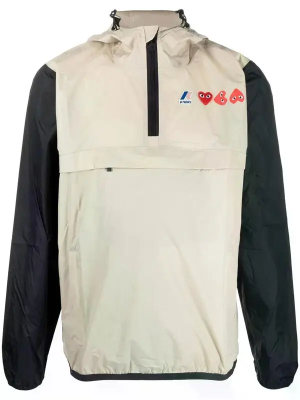 Play Comme Des Garcon Half Zip Hooded Jacket